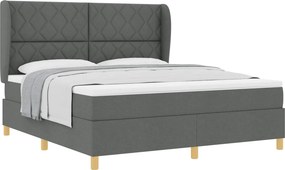 Postel s boxspringem s čelo Tmavě šedá 200 x 180 cm textil 3340831