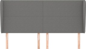 Čelo postele typu ušák tmavě šedé 203x23x118/128 cm textil 3117699