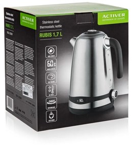 Activer Rychlovarná konvice s termostatem Rubis 1,7 l, nerez/černá