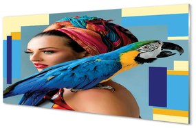 akrylový obraz Papoušek na rameni 125x50 cm
