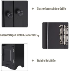 Costway Midi skříňka boční vysoká deska vysoká dřevo – 59 × 32 × 123 cm, černý