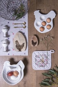 Béžová bavlněná utěrka s květy Happy Bunny - 50*70 cm