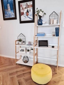 4-policový regál, bílá / přírodní, KOEN TYP 2