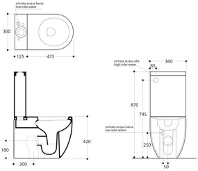 Kerasan FLO WC kombi mísa 36x60cm, spodní/zadní odpad, bílá - 311701