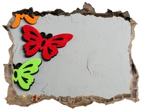Wallmuralia Díra 3D fototapeta nálepka Barevní motýli 95x64 cm