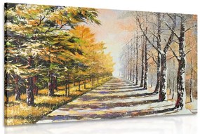 Obraz podzimní alej stromů - 120x80 cm