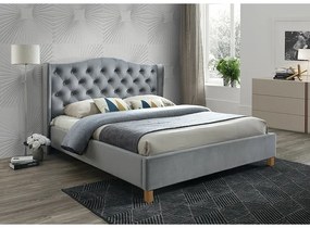 Šedá čalouněná postel ASPEN VELVET 160 x 200 cm