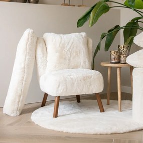 Bílý plyšový měkoučký kulatý koberec Soft Teddy White Off - Ø 120cm