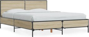 Rám postele dub sonoma 120 x 190 cm kompozitní dřevo a kov 3280023
