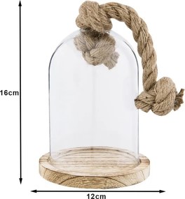 Dřevěný podnos se skleněným krytem - 16*13*20 cm