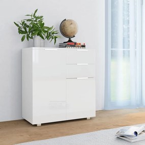Příborník bílý s vysokým leskem 71x35x80 cm kompozitní dřevo 283715