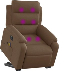 Elektrické zvedací masážní polohovací křeslo hnědé textil 3205020
