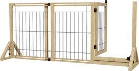 PawHut Dřevěná bariéra pro psy 112-159x70 cm Rozšiřitelná zvířecí brána s trojúhelníkovými podpůrnými nohami | Aosom