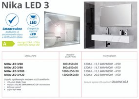 A-Interiéry Zrcadlo závěsné s pískovaným motivem a LED osvětlením Nika LED 3/60 - nika led 3-60