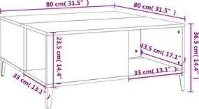 vidaXL Konferenční stolek 80 x 80 x 36,5 cm kompozitní dřevo [821103] Barva: dub sonoma