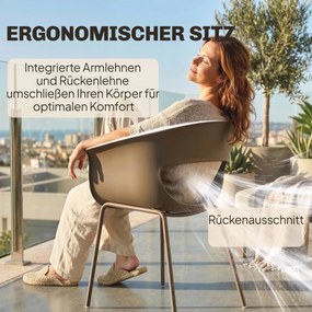 Outsunny Zahradní židle 4dílná sada ergonomické balkonové židle s výřezovým designem, područkou, odolné vůči povětrnostním vlivům, antikorozní, káva