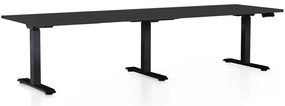 Výškově nastavitelný stůl OfficeTech Long, 260 x 80 cm, černá podnož, černá
