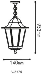 ACA Lighting Venkovní závěsná lucerna HI6175V max. 60W/E27/IP45, Green-black