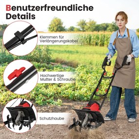Costway Elektrický kultivátor 1200 W | Pracovní šířka 36 cm | Pracovní hloubka