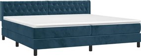 Box spring postel s matrací tmavě modrá 200x200 cm samet 3131163
