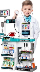 LEAN Toys Velká lékařská souprava – lékařský stolek, doktor, světla, zvuky, příslušenství, 61 ks