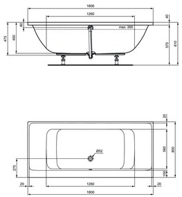 Ideal Standard Connect Air - Vana DUO 1800 x 800 mm, Bílá, E106701