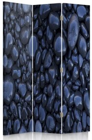 Ozdobný paraván Zen Stones Blue - 110x170 cm, třídílný, obustranný paraván 360°