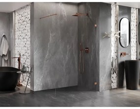 Mexen Lunar sprchová stěna pravá 110 x 200 cm, 8mm čiré sklo, měděná matná, 830-110-000-65-00-P