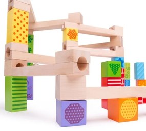 Bigjigs Toys - Dřevěná kuličková dráha barevná