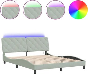Rám postele s LED bez matrace světle šedý 160 x 200 cm samet 3213861