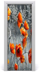 Samolepící fototapeta na dveře Pole mák 85x205 cm