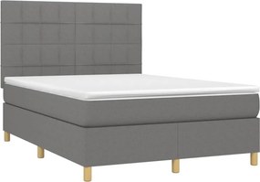 Box spring postel s matrací tmavě šedá 140x200 cm textil 3142338