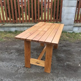 KULHÁNEK Klasický stůl dubový Odstín nátěru: lazura - teak, Velikost desky: 180x80 cm