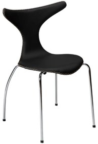 OnaDnes -20% ​​​​​Dan-Form Černá kožená jídelní židle DAN-FORM Dolphin s chromovanou podnoží
