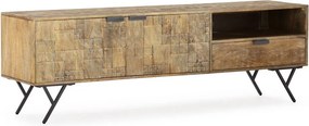 TV stolek z mangového dřeva v přírodní barvě 175x55x40 cm Priya – MOME