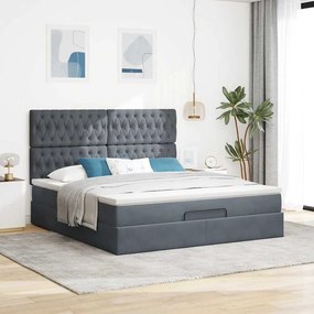 Osmanský rám postele s matracíes tmavě šedá 160x200cm samet 3314403