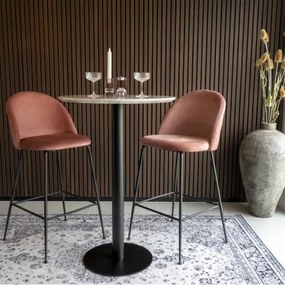 Barový set 2ks židlí LAUSANNE + stůl BOLZANO ø70x105cm,růžová, černý kov House Nordic SET1001262