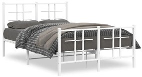 Kovový rám postele s hlavovým a nožním čelem bílý 120 x 200 cm,  355626
