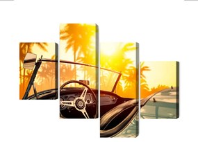 Vícedílný obraz Pohled Z Auta Na Retro Západ Slunce Nedostatek Nedostatek Plátno Canvas 80x50
