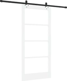 Posuvné dveře Bílá 93 x 202 cm Masivní borové dřevo a sklo 3332316