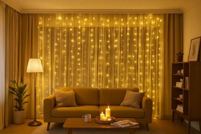 LED světelný závěs STAR RAIN 3x3 m, teplá bílá