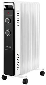 Olejový radiátor DMS Germany OR-1500 / 600 W / 900 W / 1500 W / 9 topných těles / bílá