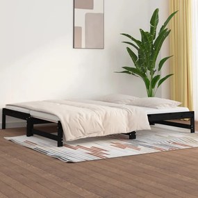 Výsuvná postel černá 2x (80 x 200) cm masivní borovice - Default Title