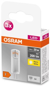 OSRAM LED žárovka s paticí G4 1,8W 2 700K čirá 3 kusy