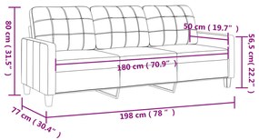 vidaXL 3místná pohovka cappuccino 180 cm umělá kůže