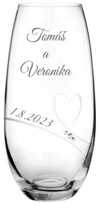 Dekorant svatby Svatební váza se jmény zdobená Swarovski kamínky Romance 25 cm