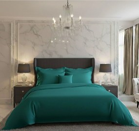 Saténové povlečení LUXURY COLLECTION tmavě zelené - 1x 140/220, 1x 70/90cm