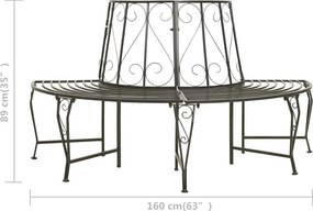 Polokruhová zahradní lavice kolem stromu 160 cm ocel 313034