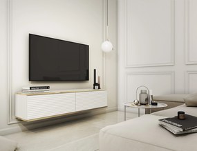 PSK Televizní stolek ORION s lamelovým čelem, Bílá 135 cm