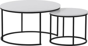 Tempo Kondela Kulatý konferenční stolek IKLIN, set 2 kusů, bílá/černá